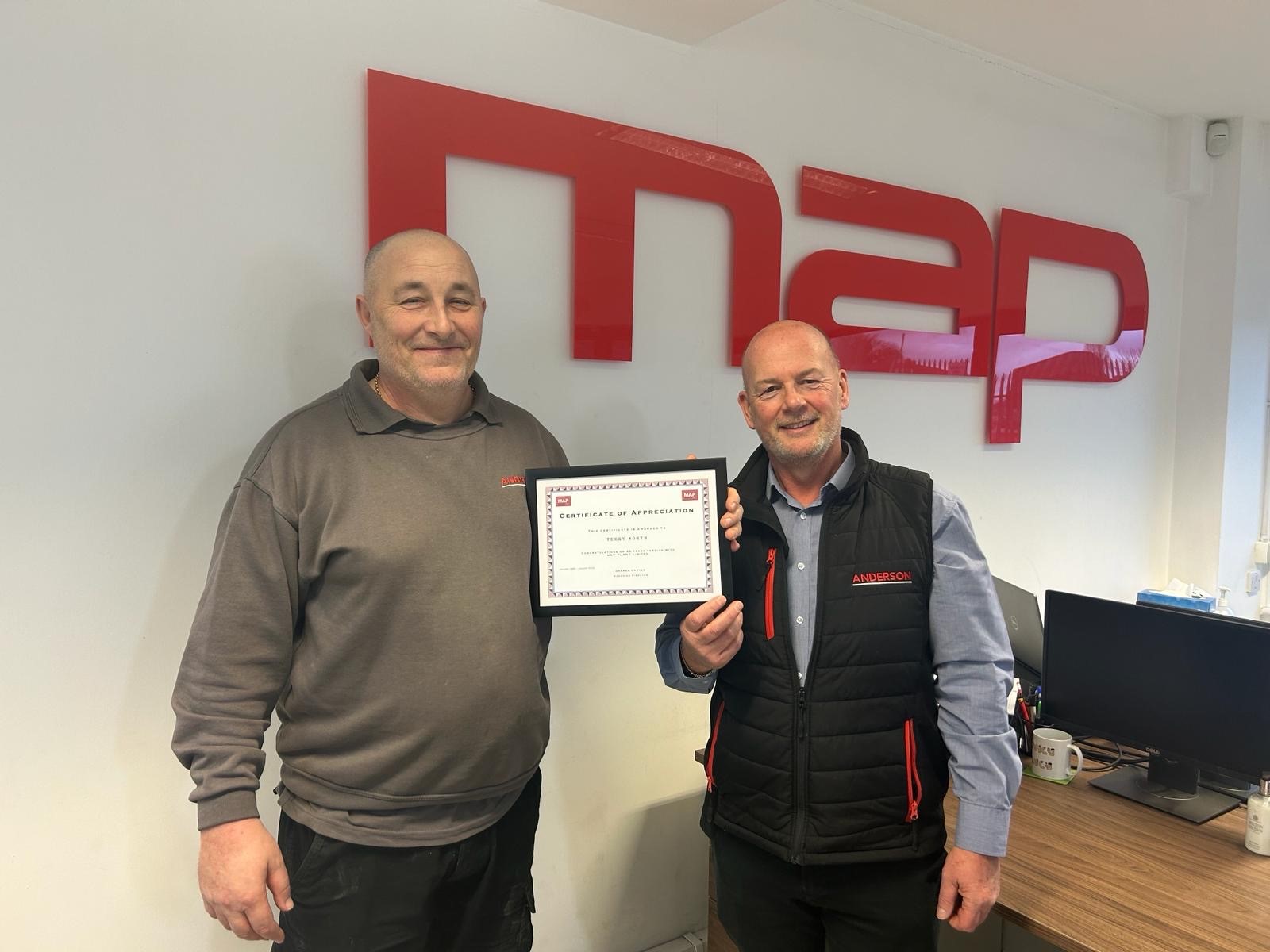 Terry North celebrates 25 years at MAP - Map Plant